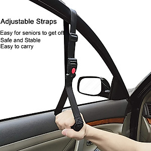 byojia 5 in 1 Vehicle Support Handles Elderly Portable Automotive Door Assist Handles Multifunction Car Handle for Elderly and Handicapped (Red-with Nylon Handle)