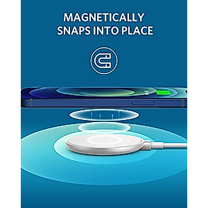 Magnetic Wireless Charger, Anker Wireless Charger with 5ft Built in USB-C Cable, PowerWave Magnetic Pad, 7.5W Charging for iPhone 13 / 13 Pro / 13 Pro Max / 13 mini / 12 / 12 Pro (No AC Adapter)