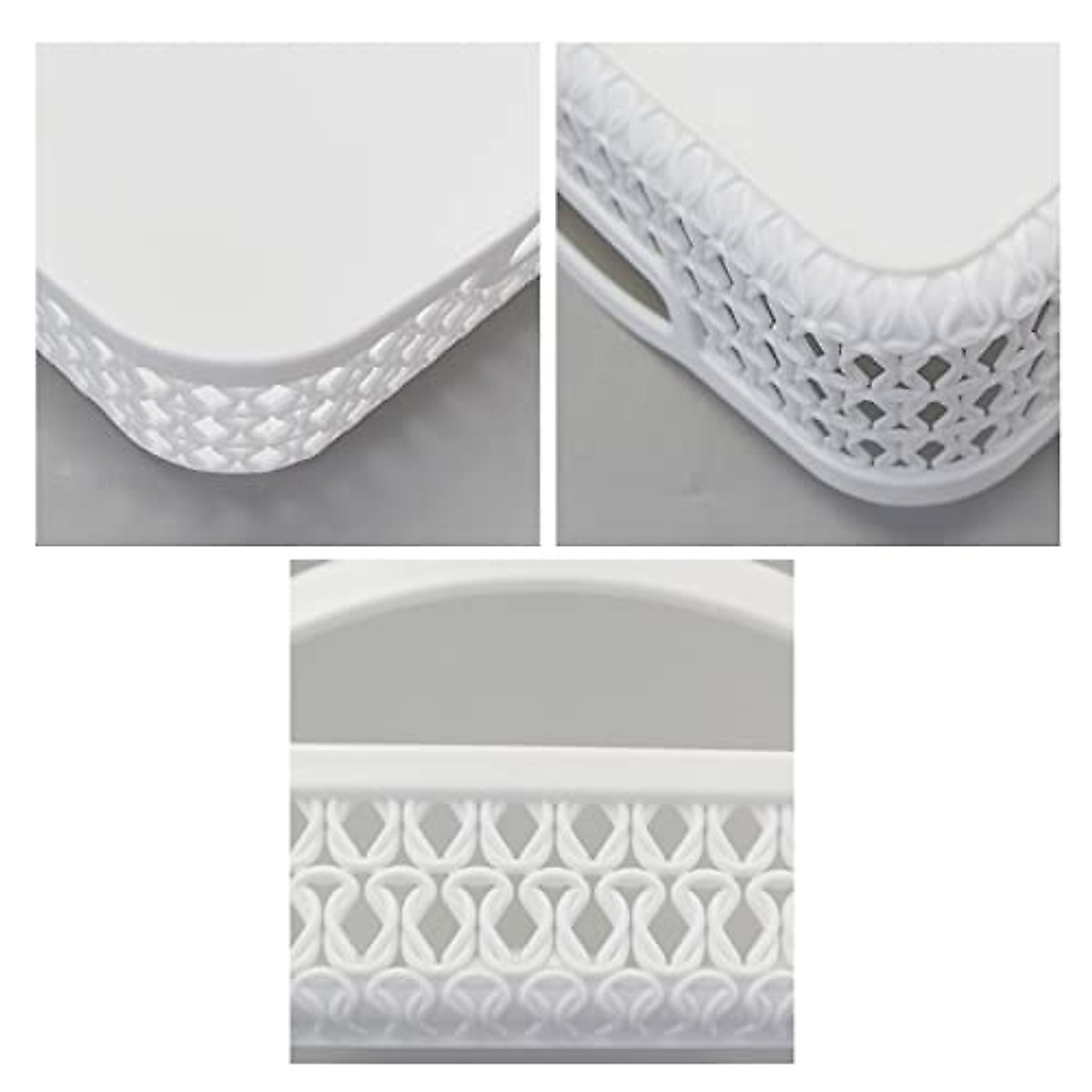 Vcansay 6-Pack Flat Storage Baskets with Handles Plastic Drawer Organizer, White