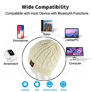 Wireless Beanie Hat Women Beanie Headphones V5.0 Wireless Beanie Headset Winter Cap Over Ear Music Handsfree Outdoor Sports Earphones with Mic Speaker Unisex Men Boys beanie hat