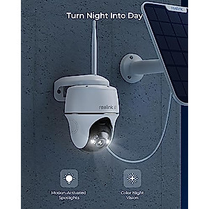 REOLINK First 4K Solar Security Cameras Wireless Outdoor, Argus PT 4K+ 6W Solar Panel, 360° Pan Tilt Solar Battery Outdoor Camera with 8MP Color Night Vision, 2.4/5 GHz Wi-Fi, No Monthly Fee