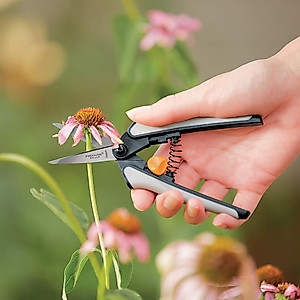 Fiskars 99216935J Pruning Softouch Micro-Tip Snip, Non-Coated Blades, Gray