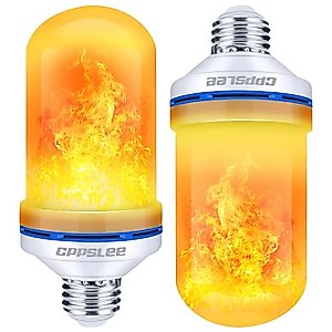 CPPSLEE LED Flame Light Bulbs, 4 Modes Flickering Light Bulbs, E26 Base Fire Flame Bulb, Halloween, Christmas Party Porch Outdoor and Indoor Home Decorations(Yellow, 2 Pack)