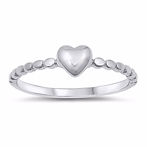 Puff Heart Love Promise Ring New .925 Sterling Silver Band Size 7