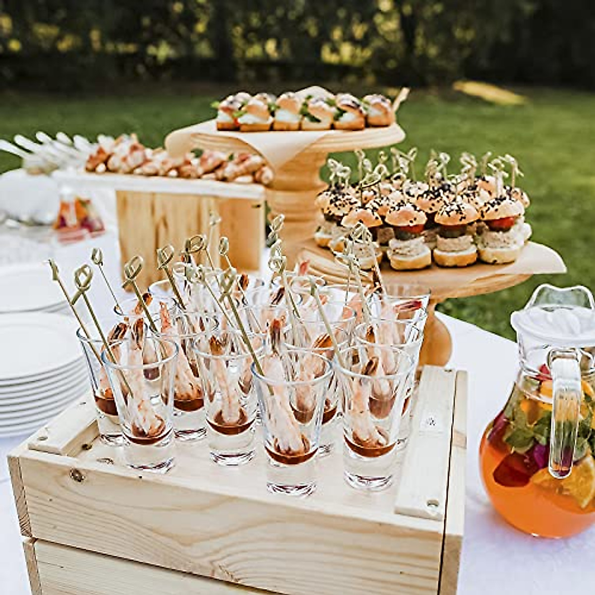 Minisland 200 Pcs Premium Bamboo Knot Cocktail Picks 4.7 Inch Long Fancy Toothpicks for Appetizers Party Food Fruit Drinks Garnish Skewer Sticks -MSL160