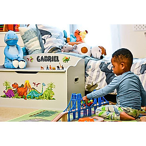 DIBSIES Personalized Creative Wonders Toy Box (Dinosaurs, Blue)