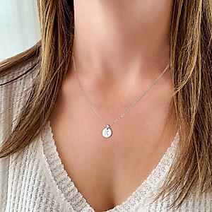 Mothers Day Birthday Gifts S925 Sterling Silver Initial Necklaces for Girls Women, Tiny Cute Initial Pendant Necklace Valentines Birthday Jewelry Gifts for Women Teen Girls, Sterling Silver, No