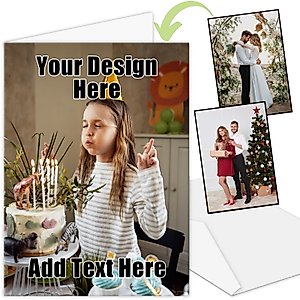 Personalized Greeting Cards with Envelopes, Custom Greeting Card Print Photos, Text, Custom Cards, Custom Birthday Card, Thank You Cards, Wedding Card, All Occasions Personalized Cards(10" x 7" )