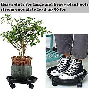 Circloophs 5 Packs Plastic Plant Caddy with Casters 12" Heavy-Duty Plant Dolly Rolling Plant Stand with Wheels for Moving Heavy and Large Plant Pot Saucers Plant Rollers Indoor and Outdoor, Black