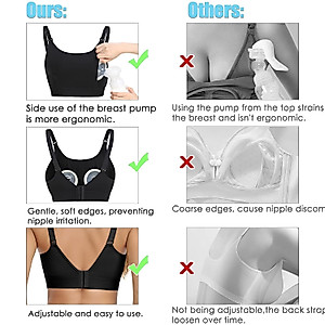 Hands Free Pumping Bra Hands-Free Breast Pump Bra Nursing Bras for Pumping Adjustable Breast-Pumps Holding and Nursing Bra (Black, Large)