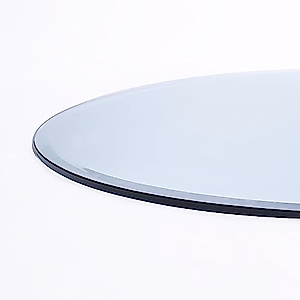 38" Round Clear Tempered Glass Table Top 1/2" Thick 1" Beveled Edge