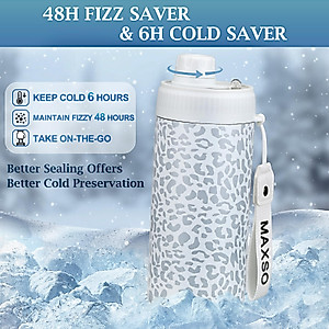 MAXSO Sealed Can Cooler Fizz Lid Can Cover for 12 oz Regular, Slim Skinny Cans & As Thermal Bottle, 4-in-1 Insulated Vacuum Stainless Steel Carbonated Cold Drink Holder - Leopard