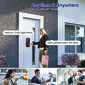 SJCODE Smart Video Doorbell Included Ring Chime, Security Camera Wireless, Battery Powered, Wide-Angle Lens, 2 Way Audio, Night Vision, Human Detection, for Indoor/Outdoor Surveillance
