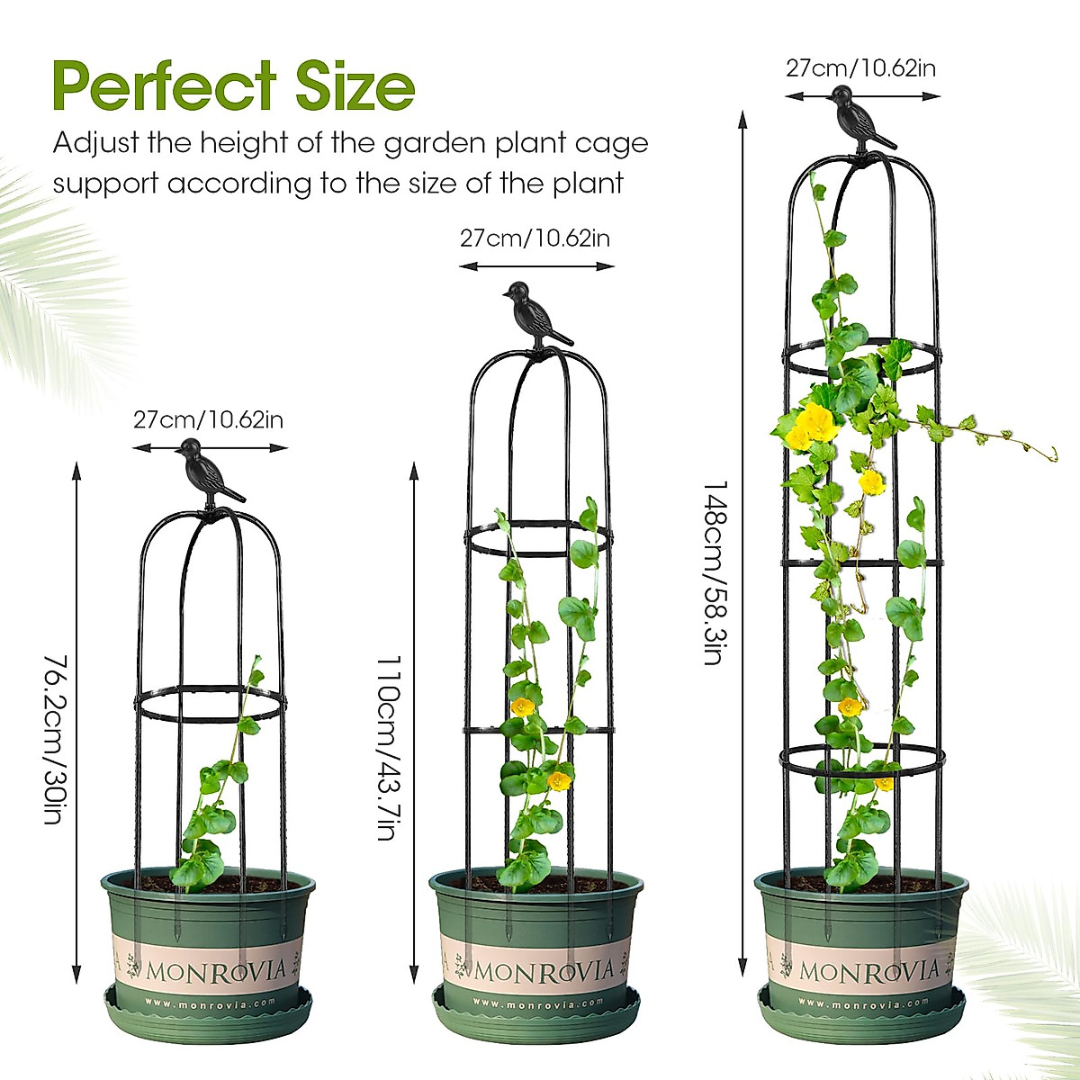 Garden Trellis for Climbing Plants Outdoor, 6ft Tall Plant Trellis Support for Potted Plants Climbing Vine Rose Clematis Vegetable Cucumber Trellis, Garden Obelisk Trellis