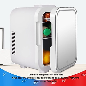 8 Liters Mini Refrigerator, Portable Beverage Refrigerators, Freestanding Car Fridge with LED Light and Mirror for Skincare, Medications, Beverage, Home Dormitory and Travel