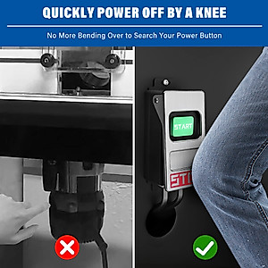 CLEESINK Single Phase On/Off Switch, Router Table Switch with Large Stainless Steel Stop Sign Paddle Easy Visibility and Contact for Quick Power Off for Table Saws and Other Small Machinery