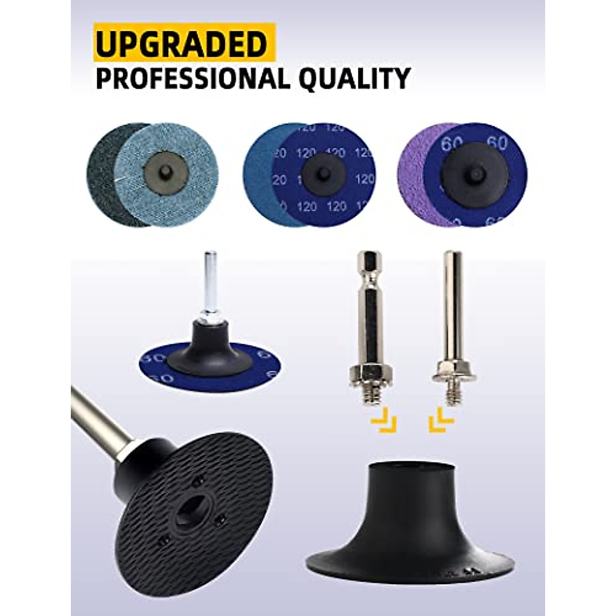 TSOAPX 62 PCS Sanding Disc Set, 2 inch Roll Lock Quick Change Sanding Discs with 1/4" Holders, Die Grinder Surface Conditioning Prep Strip Grind Polish Finish Burr Rust Paint Removal