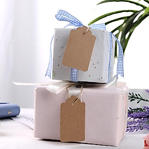 Koogel 20PCS Kraft Gift Tags with String, 2.8 x 1.6 Inch Gift Tags Price Tags Hanging Tags for Gift Bags DIY Crafts Birthday Wedding Party Favors