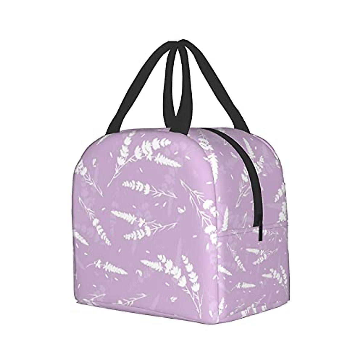 carati Cute Lavender Flowers Light Purple Lunch Box Reusable Lunch Bag Cooler Tote Travel Picnic Insulated Durable Shopping