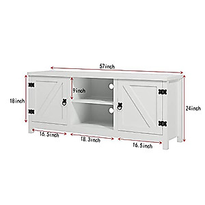 Panana Modern Farmhouse TV Stand for 65 inch TV, Entertainment Center with Storage and Open Shelves, Wood TV Stands TV Table Stand for Living Room, Bedroom (White, for 32"-65" TV)