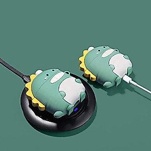 Compatible with Airpods Case, Silicone 3D Cute Animal Penguin Chicken Duck Reindeer Piggy Fun Cartoon Character Airpod Cover, Kawaii Funny Fashion Cool Design Skin (AirPods 1,2, Pink Dinosaurs)