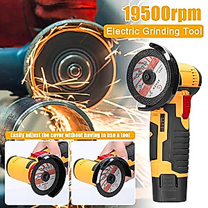 Angle Grinder, Geevorks Mini Angle Grinder 12V 19500RPM, Electric Grinding Tool for Cutting Polishing Ceramic Tile Wood Stone Steel, with 2 Cutting Disc/2PCS 1200mAh Battery
