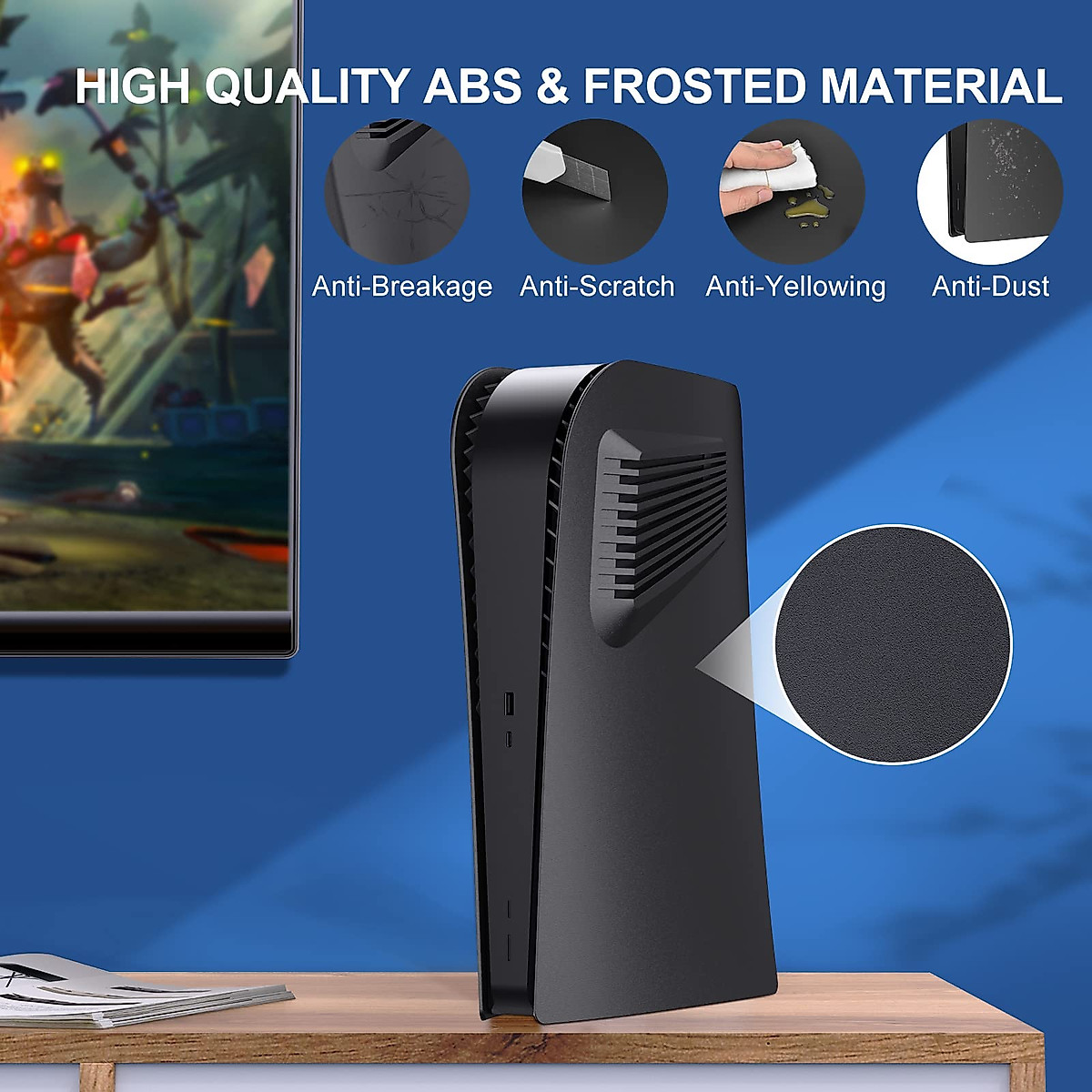 Plates for Disc Edition, Faceplate with Cooling Vents, Anti-Scratch Dustproof Protective Cover Plates for P5 Disc Edition (Golden)