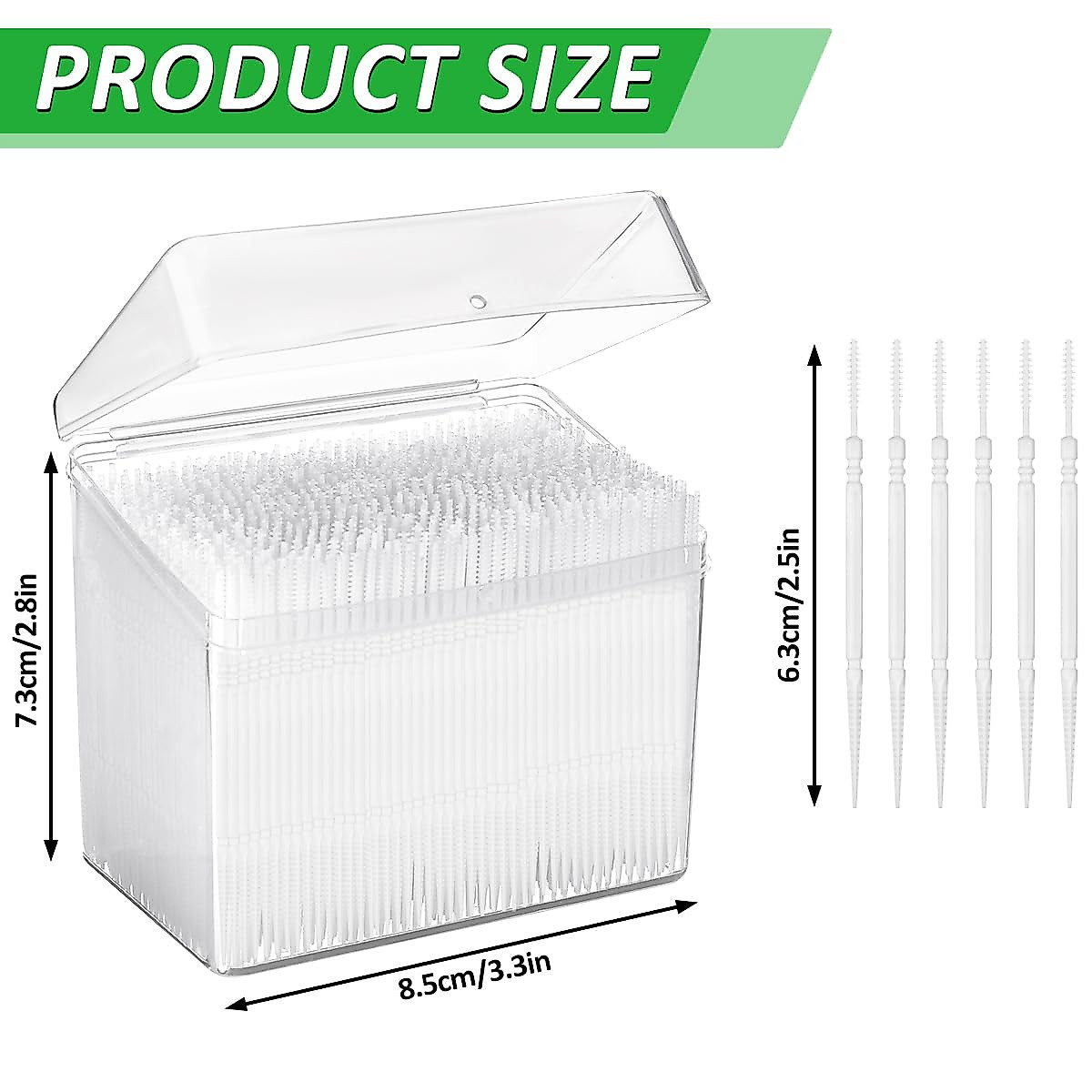 JiaUfmi 1100Pcs Dental Picks Plastic Toothpick Oral Hygiene 2 Way Interdental Brush Stick