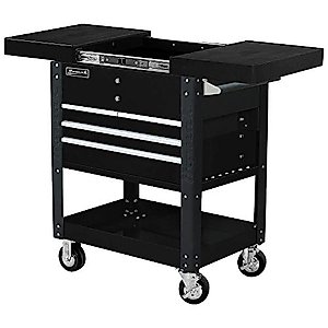 Homak Professional Series 4-Drawer Slide-Top Utility Service Cart, Black, 35 Inches