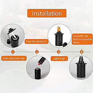 SUNYPLAY Torch Canisters, 12 oz Bamboo Torch Refill Canister, 4 Pack Replacement Outdoor Torch Canister with Wicks and Covers for Luau Party, DIY Garden Torch Decor