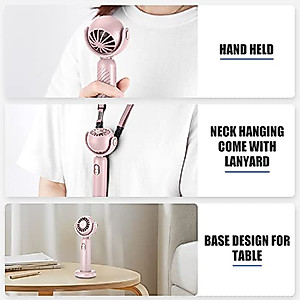 Odoland Portable Handheld Fan, Mini Personal USB Rechargeable Hand Fan with 3 Speed Small Pocket Fan Personal Desk Table Fan for Outdoor Travel Office Women Men, Pink
