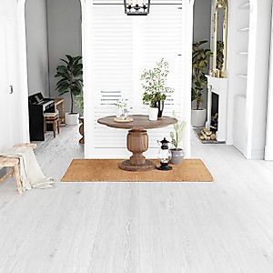 Oxdigi Peel and Stick Vinyl Flooring Roll 24"x 393"/ 64 Sq.Ft, Self Adhesive Vinyl Wood Flooring Planks Floor Tiles Stickers Waterproof for Bathroom Living Room Bedroom Kitchen RV, White Grey Wood