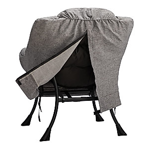 HollyHOME Modern Fabric Large Lazy Chair, Accent Oversized Comfy Reading Chair, Thick Padded Cozy Lounge Chair with Armrest, Steel Frame Leisure Sofa Chair for Living Room, Bedroom, Dorm, Stale Grey