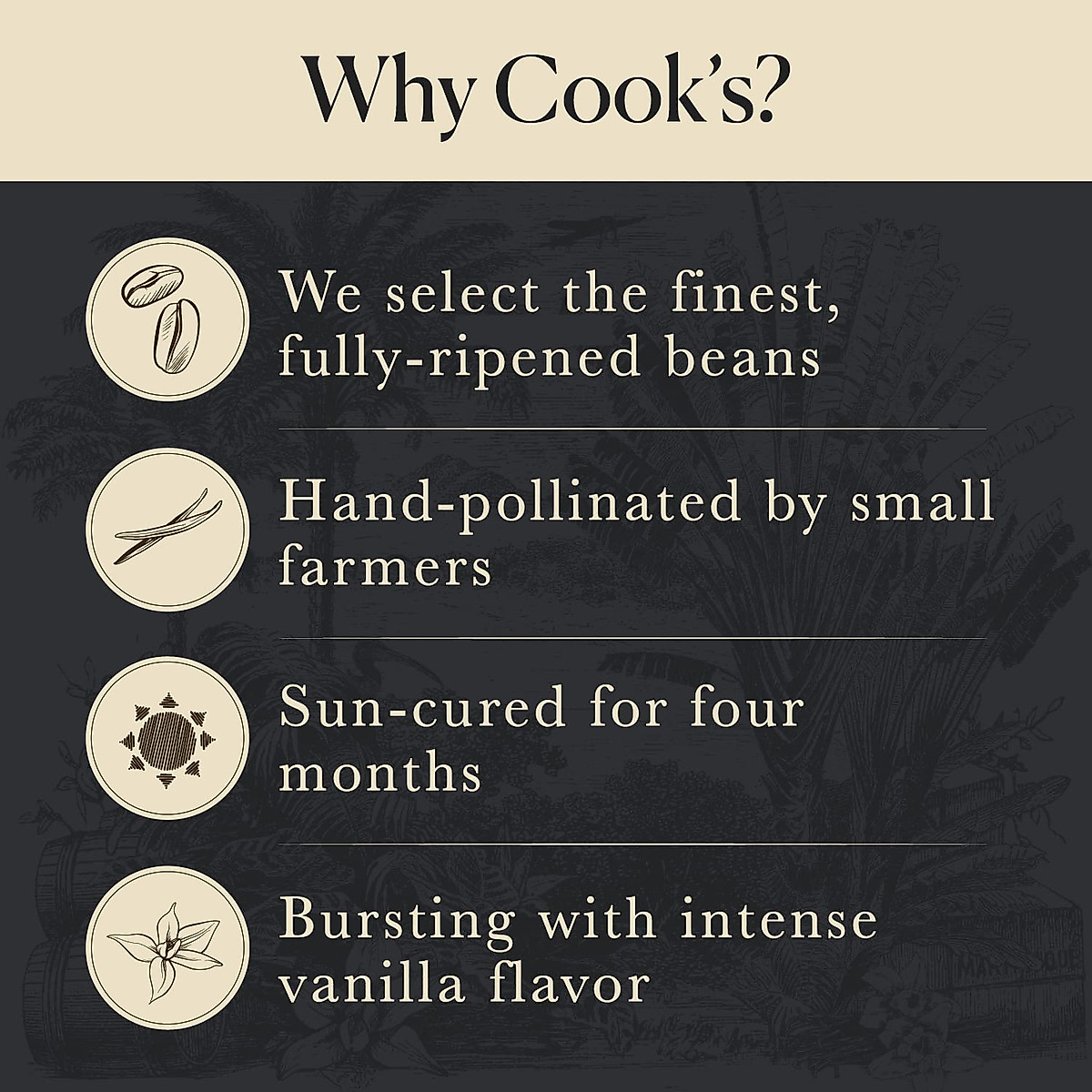 10 Organic Madagascar Whole Vanilla Beans, Grade A Vanilla Pods, Premium Vanilla Beans for Making Extract & Baking - Cook’s