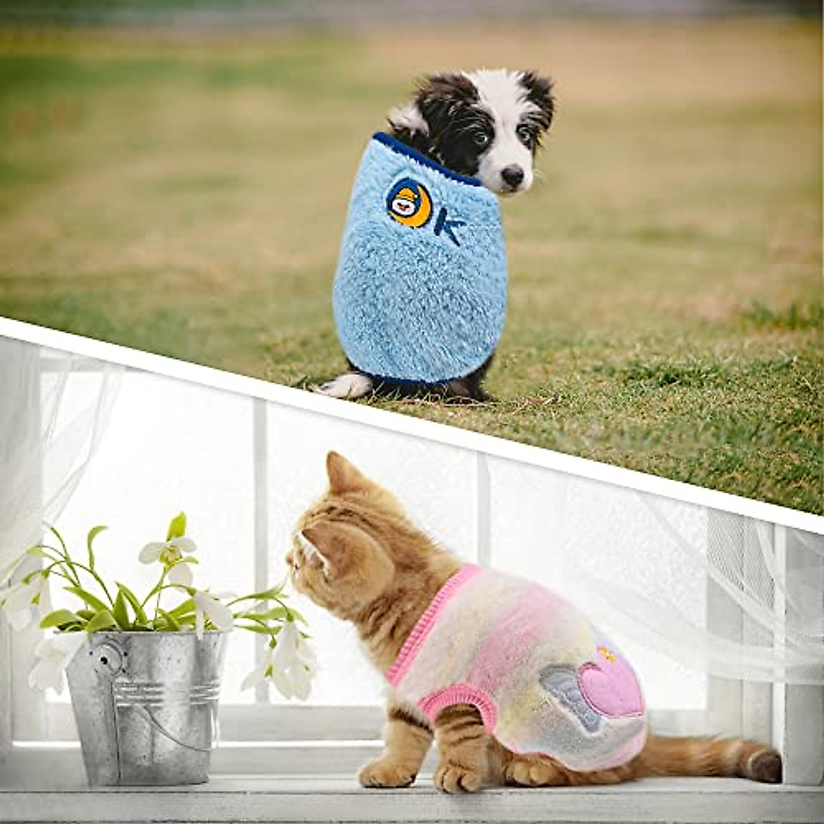 Dog Sweaters for Small Dogs, Rabbit Cat,Guinea Pig,Puppy Clothes for Christmas Winter Warm Cute Pet Sweaters, Fleece Puppy Sweater for Chihuahua Teacup Yorkie,6 Pieces for Small Animal Vest (X-Small)