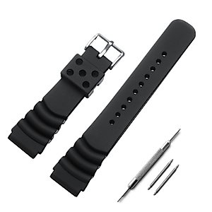 Silicone Watch Strap For Men Diver Watches Quick Release Rubber band Black 20mm, (rubber20)