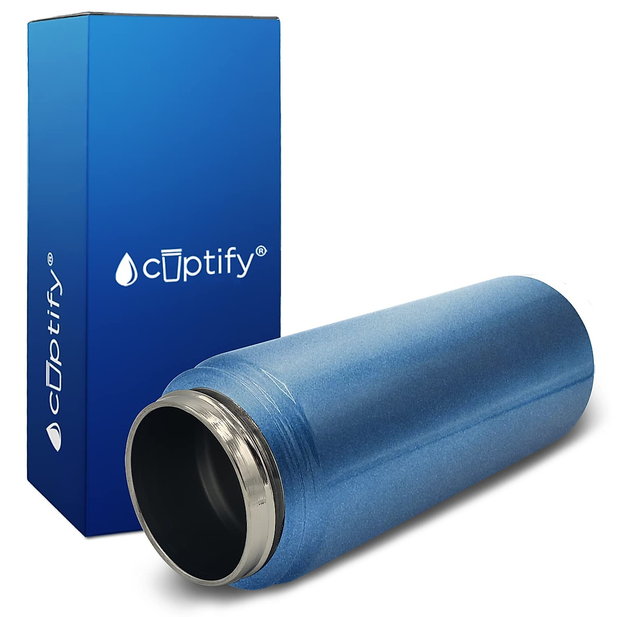 Personalized Kids Water Bottle with Straw Lid on Baby Blue Glitter for School Engraved Custom Children Name 18 oz Modern Insulated