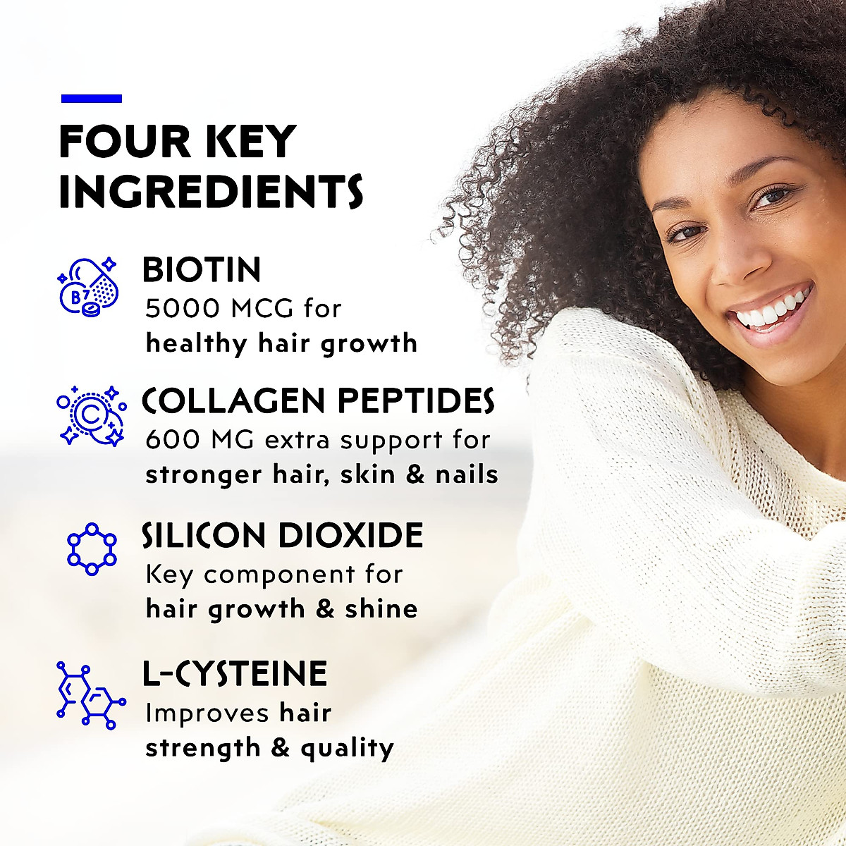 Elon R3 Hair Growth Supplement for Women – Vitamins w/ 5000 mcg Biotin Per Serving & Collagen Peptides for Healthy, Thick Hair – Extra Strength - Extended Release (60 Tablets)