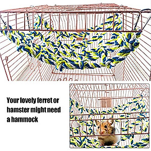 2 Pcs Pet Climbing Rope Net, Hammock Small Animal Activity Toy Bird Climbing Rope Ladder Ferret Cotton Rope Net Sets for Hamster Ferret Guinea Pig Chinchilla Cockatiel Parakeet Play