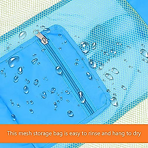 KONTONTY 1 PC Mesh Cinch Backpack Folding Backpack Beach Toy Bag Mesh Children Toys Holder Beach Toys Beach Toy Mesh Bag Drawstring Backpack for Sand Toy Backpack Mesh Bags Nylon Blue
