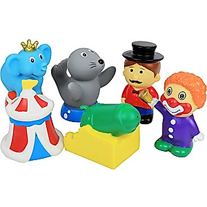 Click N' Play 6 Piece Circus Toys and Action Figure Playset for Kids, Soft Touch Vinyl Bath Tub and Pool Toy - Great for Baby, Boy, Girl, Infants, and Toddler Age 6-12 months 1-3 3-4 Years