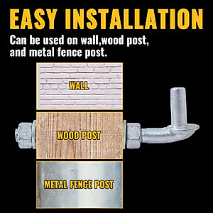 VIVIDA 8" J Bolt Gate Hinge 2 Pack, Gate Bolt Hinge with 5/8" Male Pin, Heavy Duty Chain Link Fence Hardware, Galvanized Steel