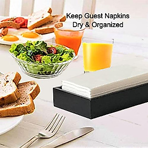 Bamboo Guest Towel Holder In Black (9.75"x 5.50"x 2") – Bathroom Napkin Tray – Multipurpose Organizer & Accessory Box - For Guest Bathroom, Desk, Dining Table, Kitchen Counter & Drawers