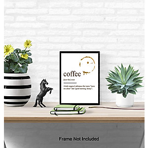 Coffee Definition Wall Art Poster Print - Funny Home or Office Decor and Unique Decorations for Kitchen, Nook or Break Room - Makes a Great Gift - 8x10 Photo Unframed