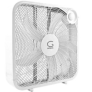 Genesis 20" Box Fan, 3 Settings, Max Cooling Technology, Carry Handle, White (G20BOX-WHT)
