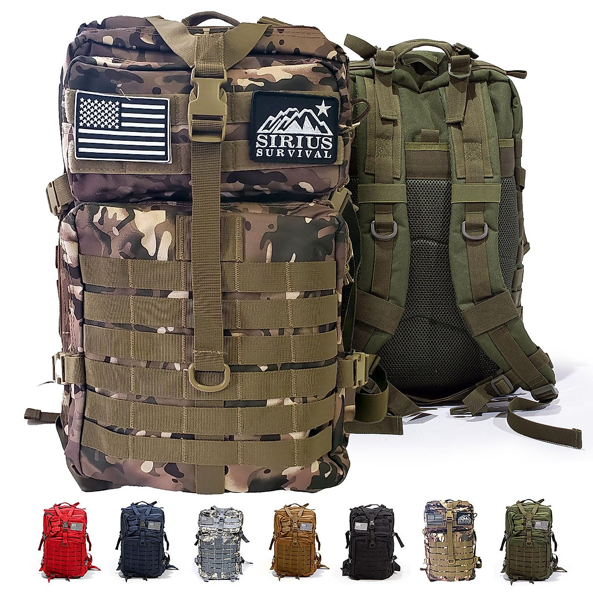 Sirius Survival 50L Expeditionary Tactical Backpack - Large Molle Bag (Navy Blue)
