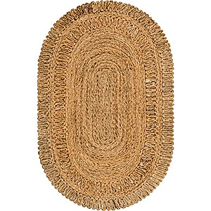 Unique Loom Braided Jute Collection Area Rug (Oval 3' 1" x 5' 1", Natural)