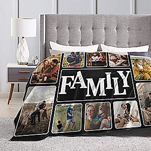 OTHERCRAZY Custom Family Blankets with Photos ,Making Memories Souvenir Throw Blanket with Photos,Personalized Birthday Gift for Family