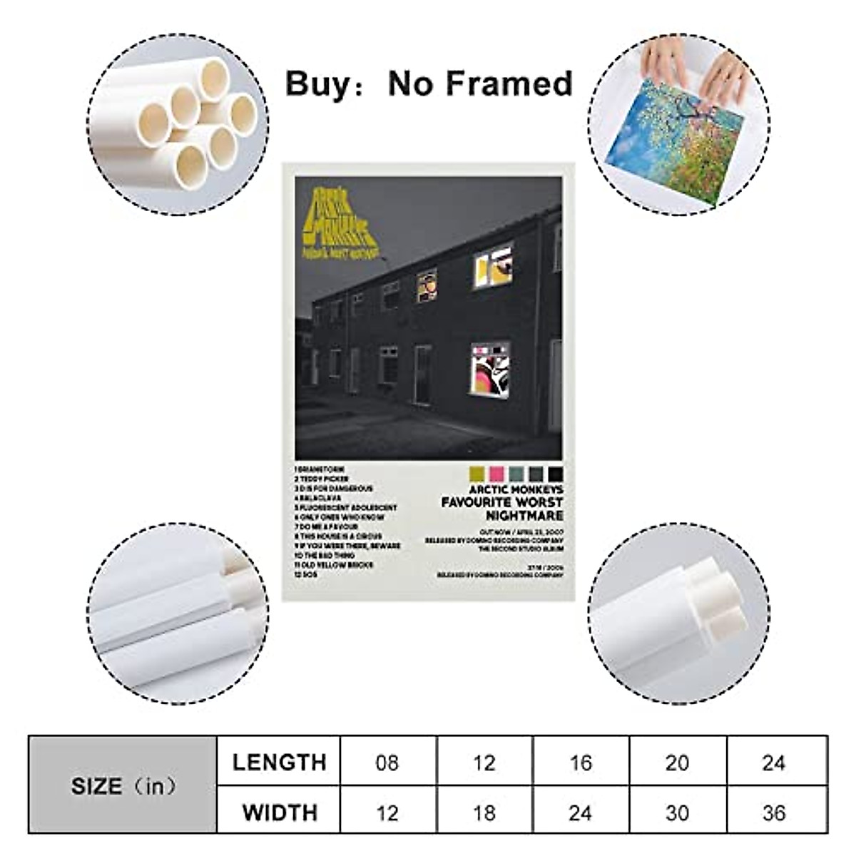 XINYA Arctic Poster Monkeys 505 Favourite Worst Nightmare Poster Album Cover Posters for Room Aesthetic Canvas Wall Art Bedroom Decor 12x18inch(30x45cm)