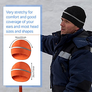 3 Pieces Reflective Fleece Hat Neon Safety Beanies Adult High Visibility Skull Watch Hat with Reflective Stripe (Fluorescent Green, Fluorescent Orange, Black)